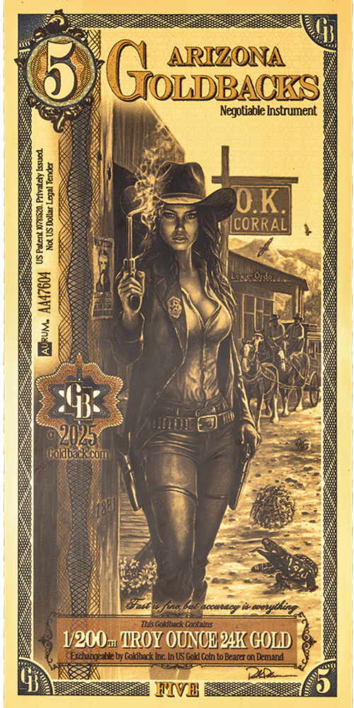 5 Arizona Goldback Gold Note | Texas Precious Metals