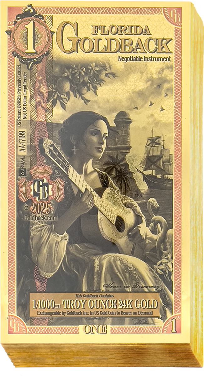 1 Florida Goldback Gold Note (100 Notes) | Texas Precious Metals
