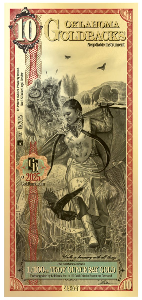 10 Oklahoma Goldback Note: Buy Gold at Texas Precious Metals