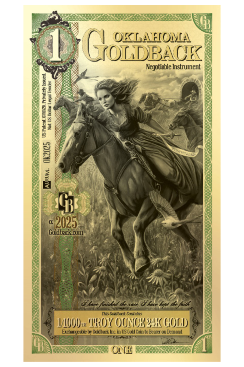 1 Oklahoma Goldback Gold Note | Texas Precious Metals